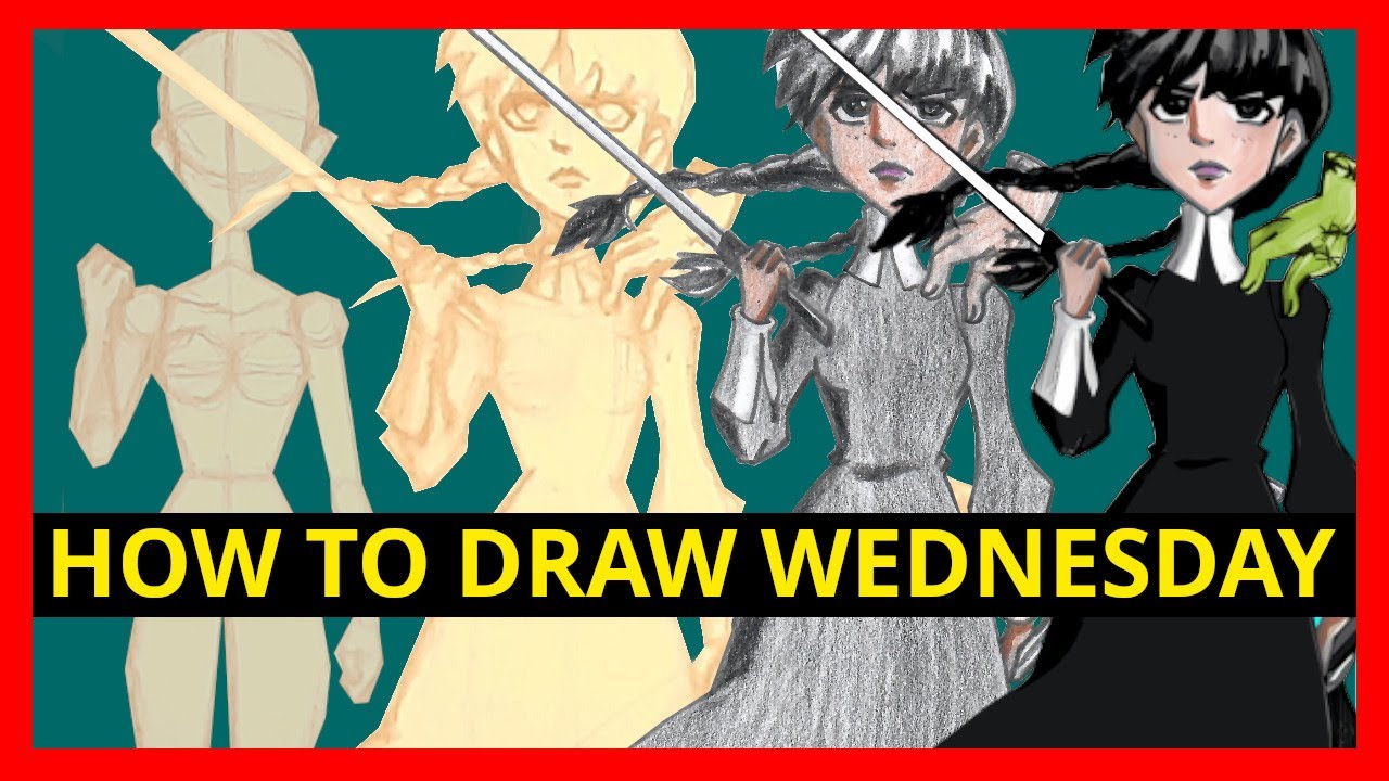 How to Draw a Girl | WEDNESDAY ADDAMS | Easy Step-by-Step Drawing ...