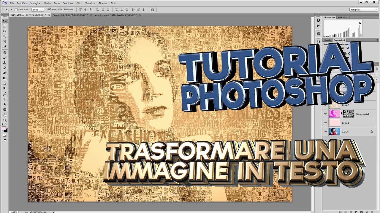 49) Trasformare una Foto in Testo - Tutorial Photoshop Italiano - YouTube