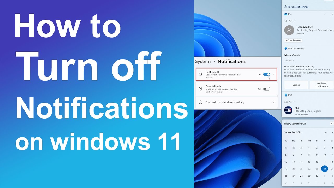 How to turn off notifications on windows 11 - YouTube