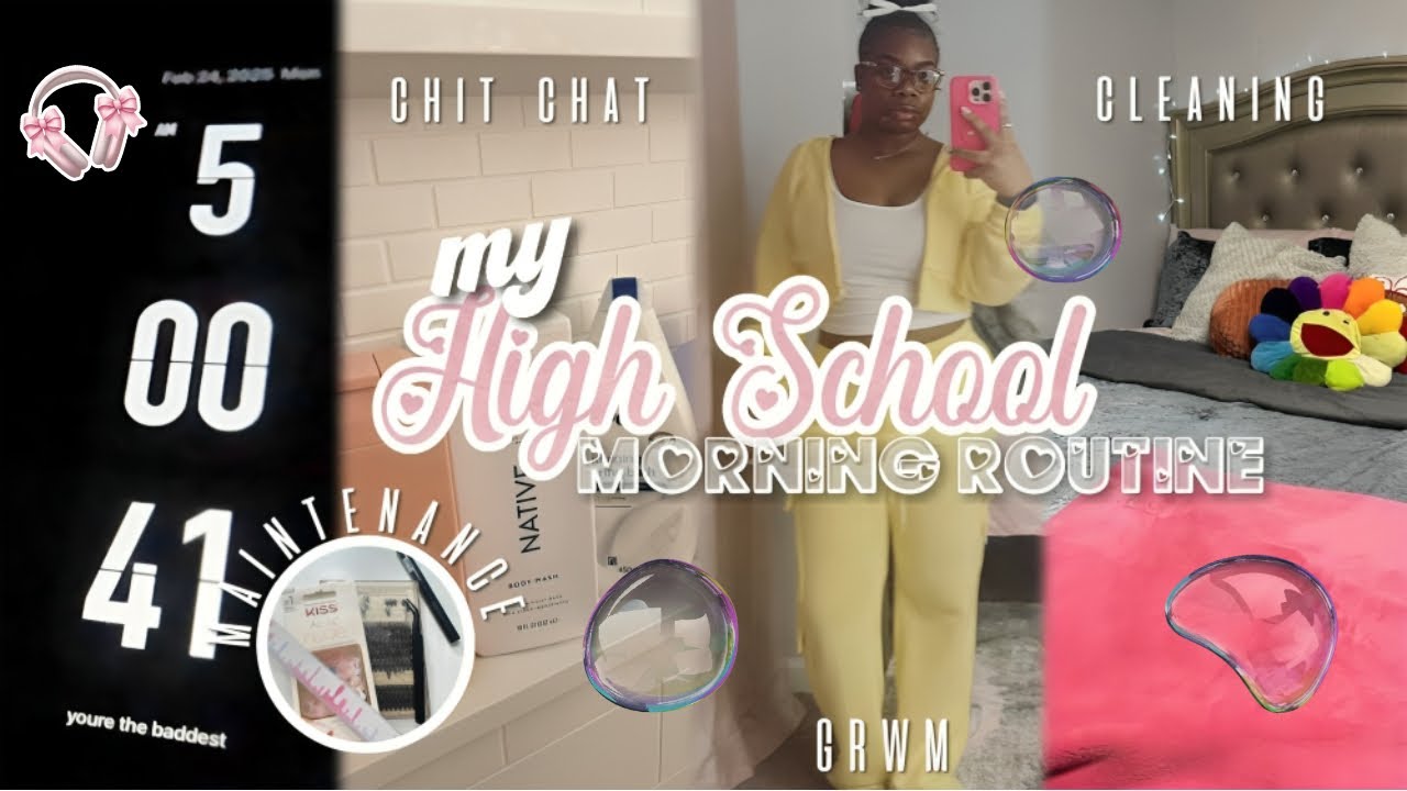MY 5AM HIGH SCHOOL MORNING ROUTINE: *in depth*, grwm,chit-chat,ootd ...