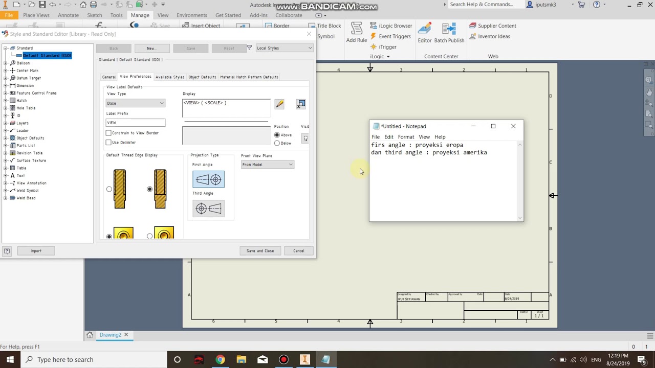 Tutorial Autodesk inventor - Change Projection Drawings - YouTube