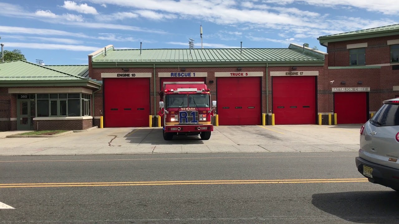 (READ DESCRIPTION) NEWARK FIRE DEPT. RESCUE 1 RESPONDING FROM QUARTERS ...