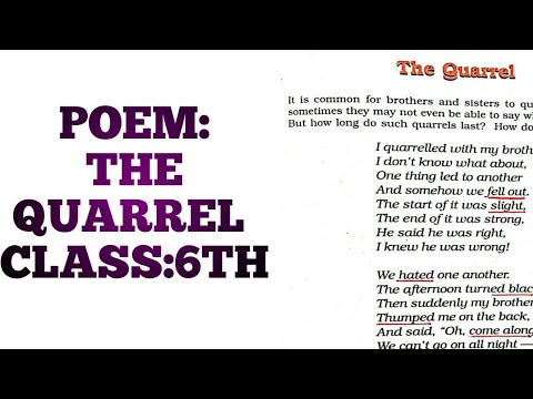 The Quarrel poem class 6th Ncert - YouTube