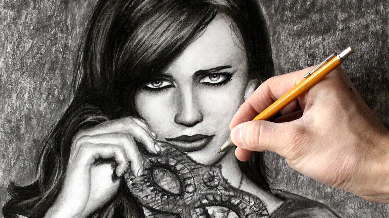 Drawing Eva Green - Time lapse video - YouTube