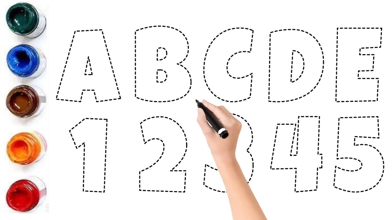 Let's Learn To Draw and Paint Alphabet ABCDE & Count 12345 For Kids ...