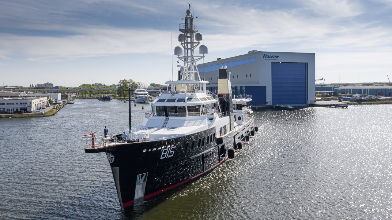 The 73.6m Feadship Sherpa on the move in the Netherlands - YouTube