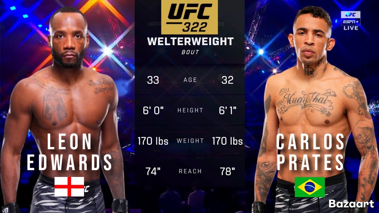 LEON EDWARDS VS CARLOS PRATES FULL FIGHT UFC 322 - YouTube