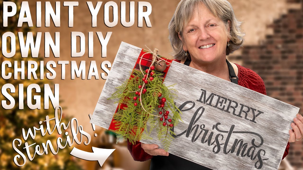 Paint a Rustic Background Merry Christmas Sign with Stencils | DIY ...