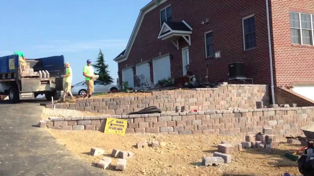 Setting caps on Keystone Country Manor Retaining Walls ... Ryan's ...