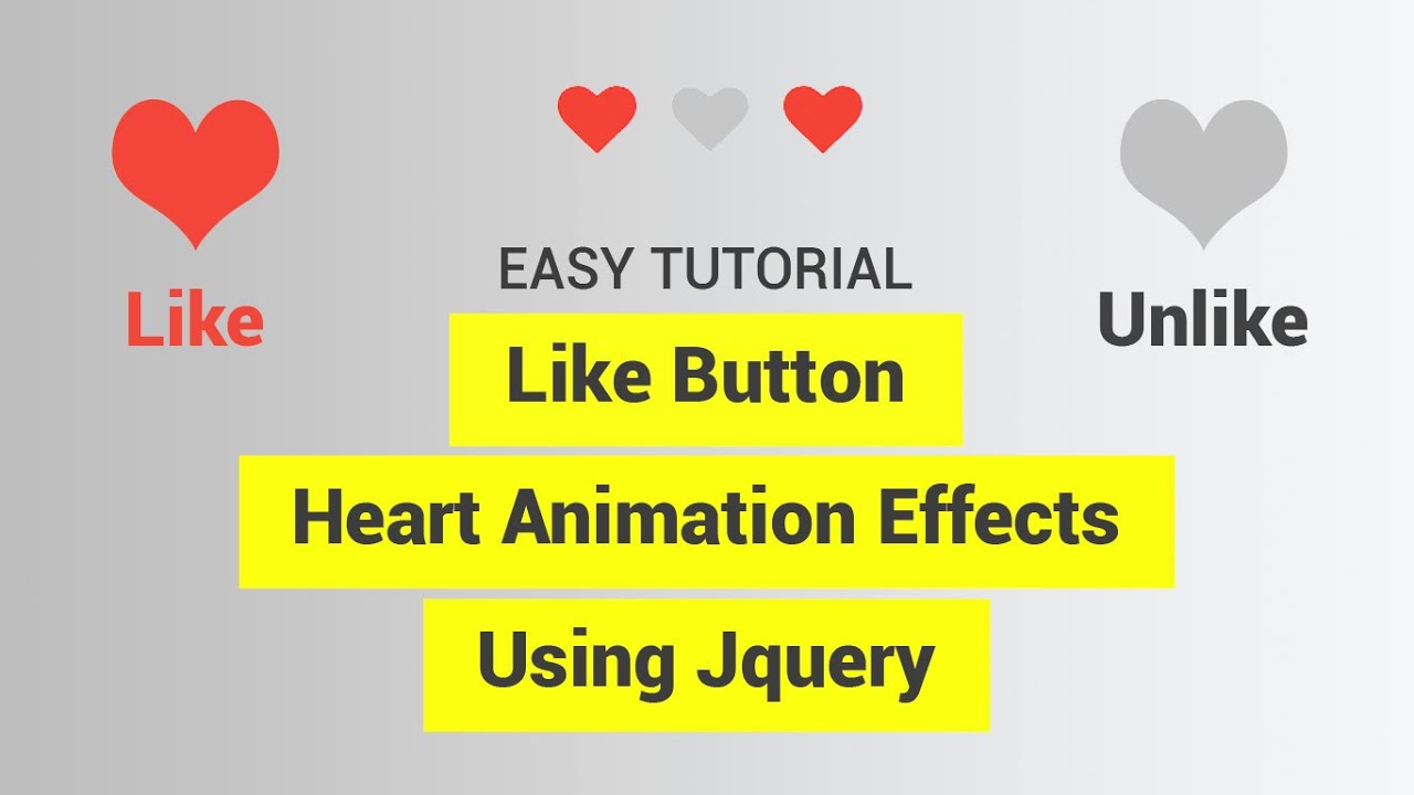 Easy tutorial to like button heart effects using jquery - YouTube