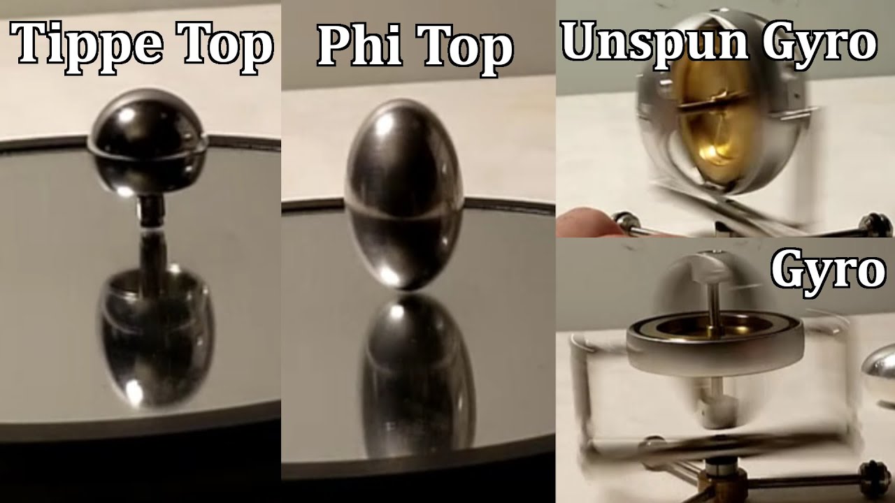 🔬#MESExperiments 32: Comparing Tippe Top, Phi Top, and Gyroscope Rising ...
