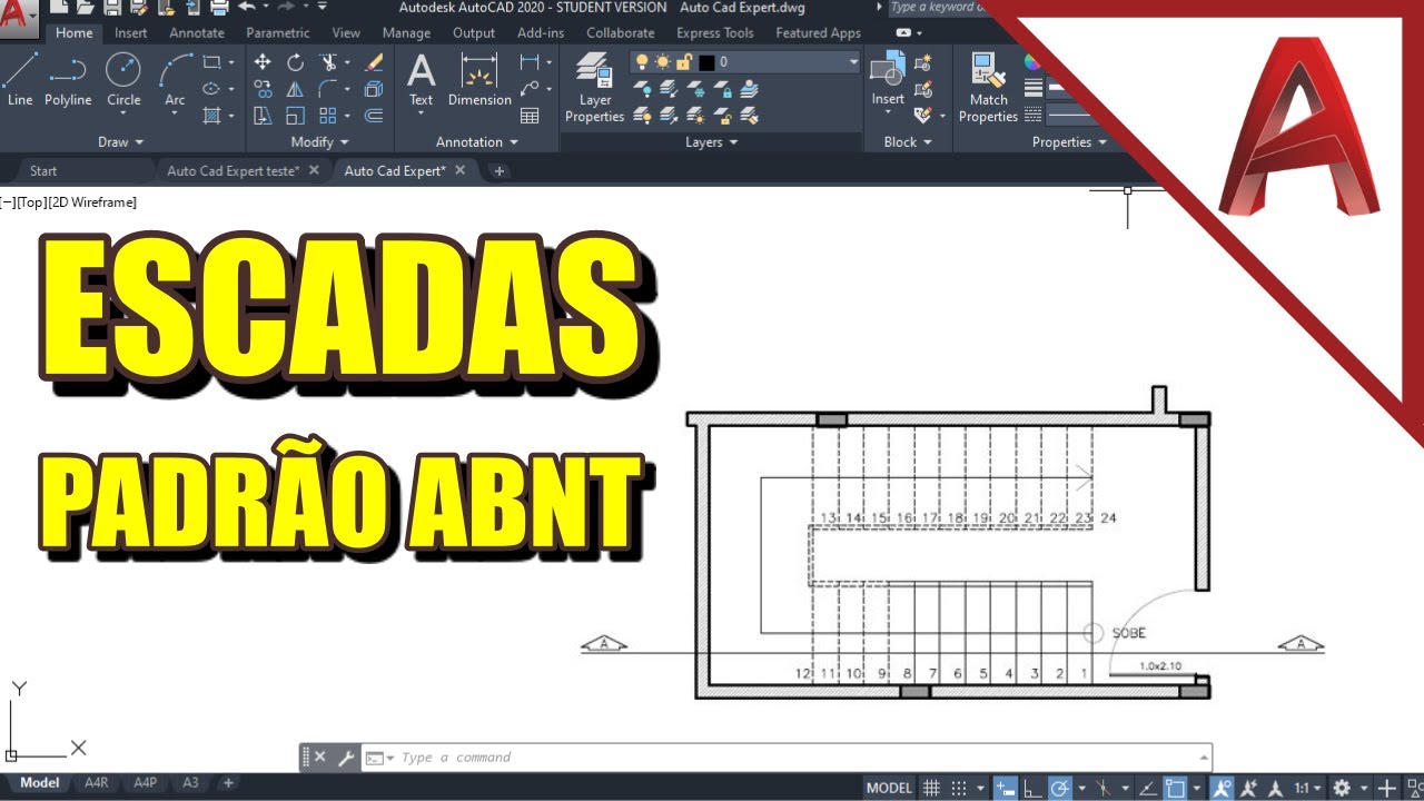 Como calcular ESCADAS no AutoCAD (Fórmula de Blondel) - YouTube