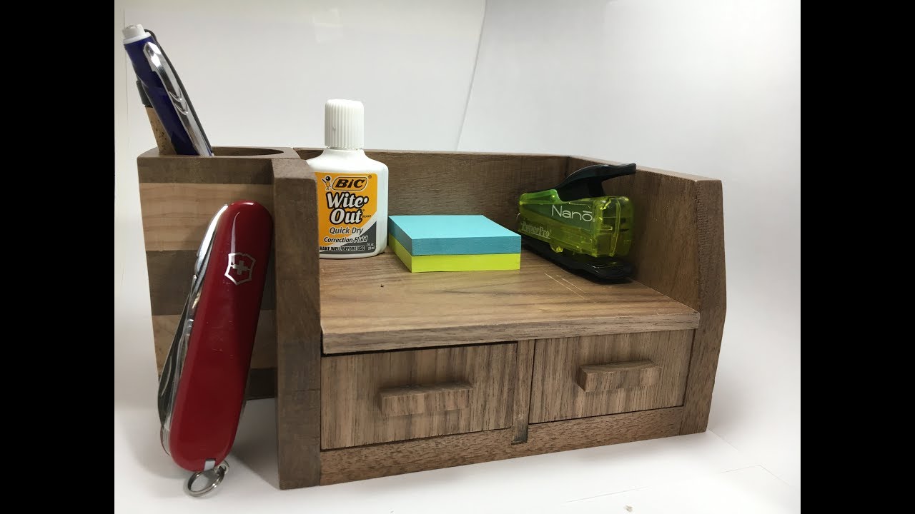 Two Drawer Walnut Desk Organizer - YouTube