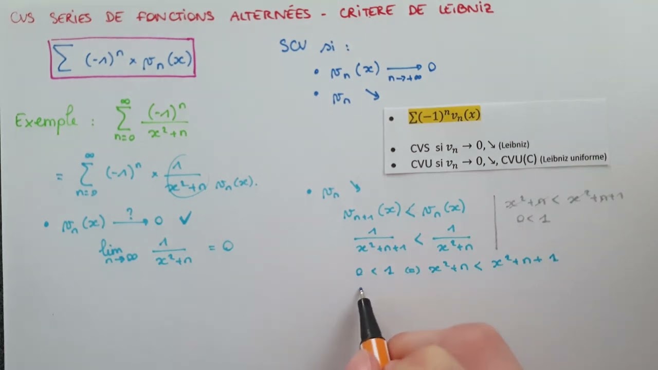 Le CRITÈRE DE LEIBNIZ - Convergence Simple d’une Série de Fonctions ...