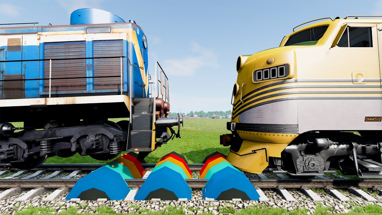 Trains Vs Speed Bumps #7 - Beamng.Drive - YouTube