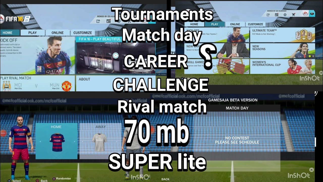 FIFA16 GAME PC DALAM FIFA16 ANDROID SUPER LITE 70 MB TEST - YouTube