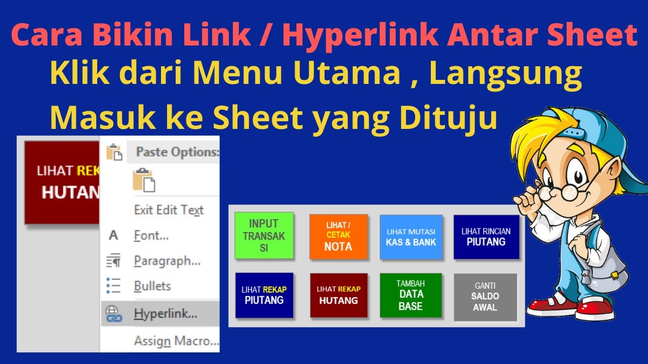 Cara Bikin Link / Hyperlink Antar Sheet - YouTube