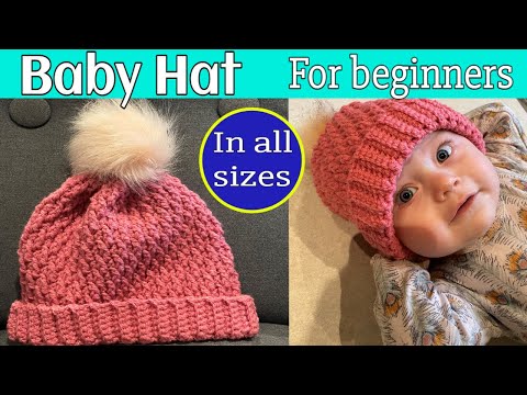 Bebek şapka | Çok kolay kroşe | Yeni başlayanlar için bebek bere öğretici DIY
