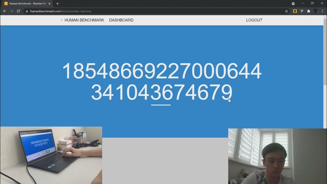 Human benchmark - Number memory test (Level 31) - YouTube