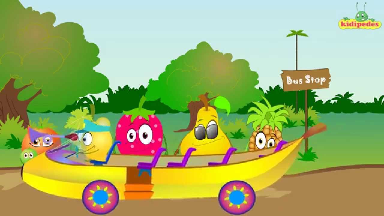 The Wheels On The Bus With Lyrics I Fruit Bus I English Nursery Rhyme ...