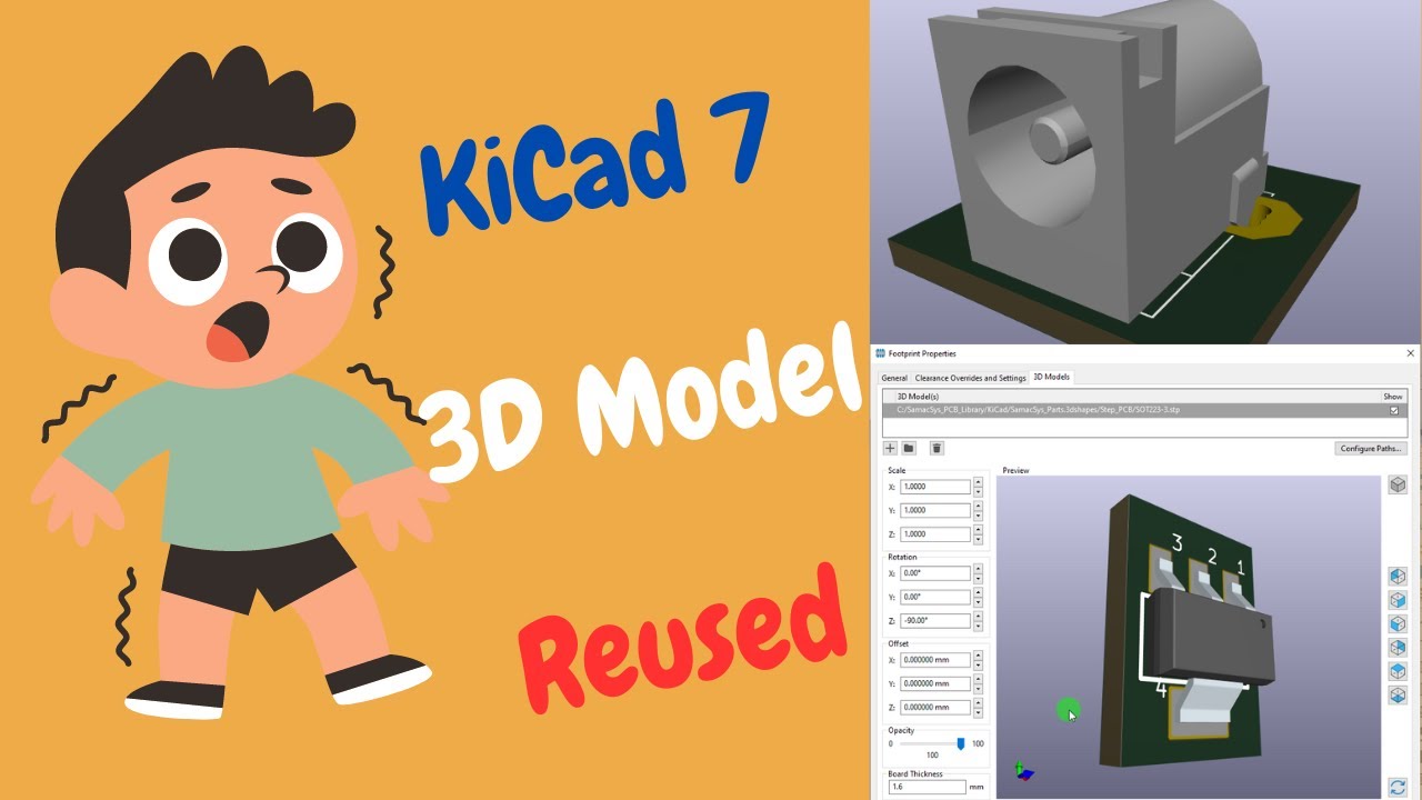 Assign 3D model to footprint - YouTube