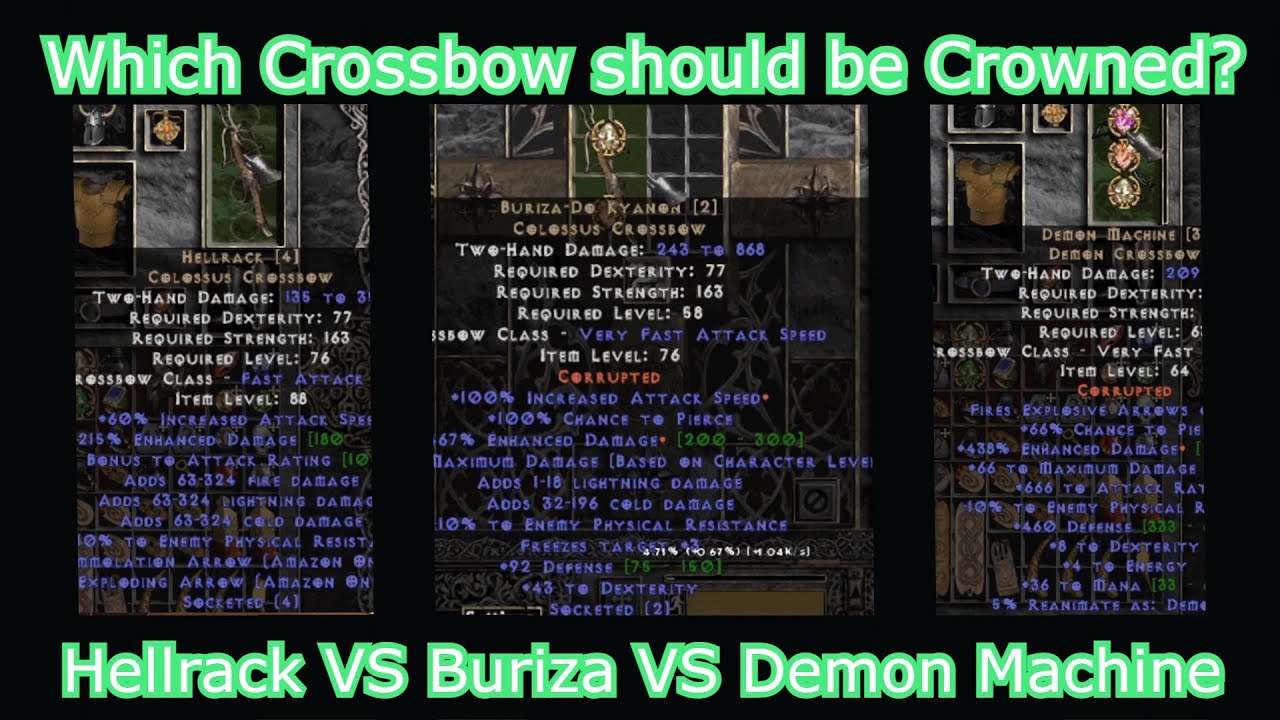 Buriza VS Hellrack VS Demon Machine | Which Crossbow is best? | Project ...