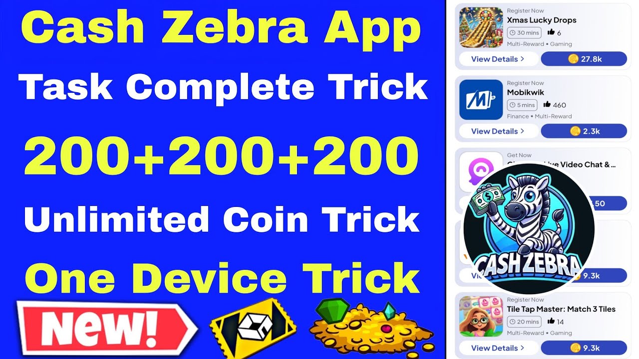 Cash Zebra task complete trick | cash zebra unlimited coin trick | cash ...