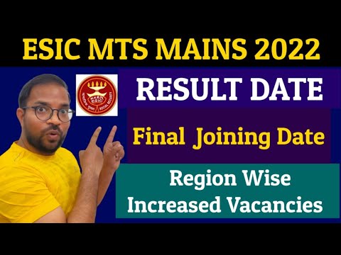 ESIC MTS Mains Result Update | Final Joining Date & Increased Vacancy ...