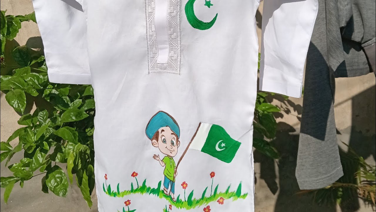 Hand Painted Dress Designs for 14 August/Fabric Painting clothes/ Hand ...