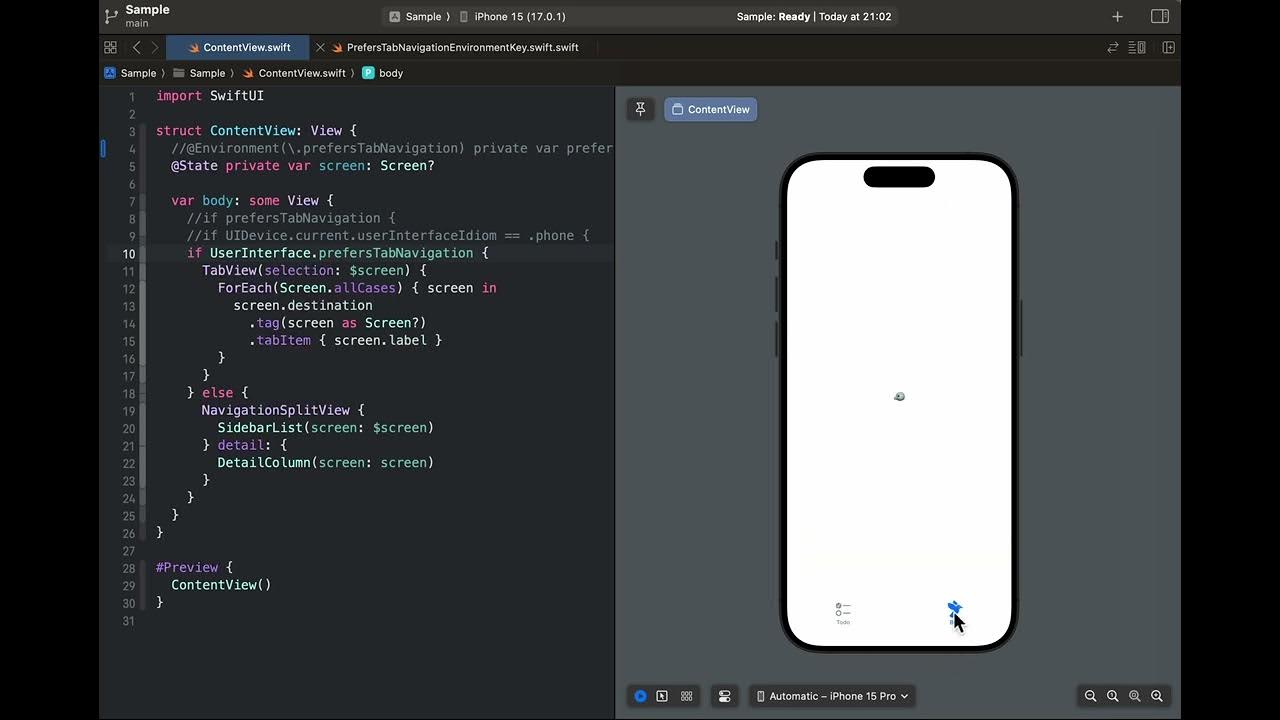 【SwiftUI】NavigationSplitView と TabView の切り替え判定 🔀 - YouTube