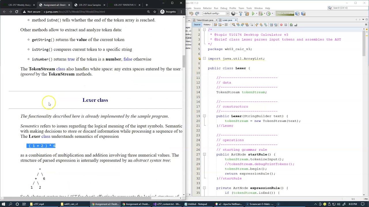 3.8 Assignment a2, Lexer class and abstract syntax tree - YouTube