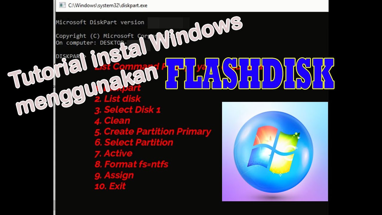 Tutorial instal windows menggunakan Flashdisk | Bootable Flashdisk melalui CMD - YouTube