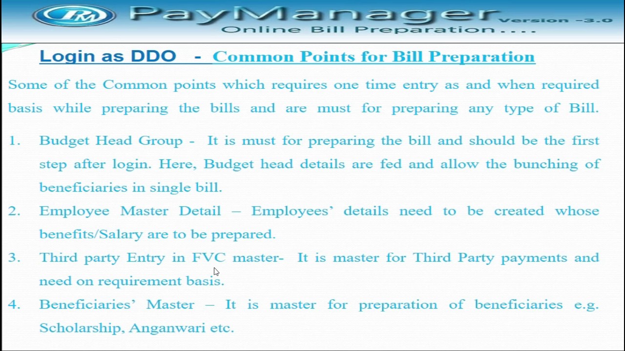 PayManager- Bill Preparation Process - YouTube