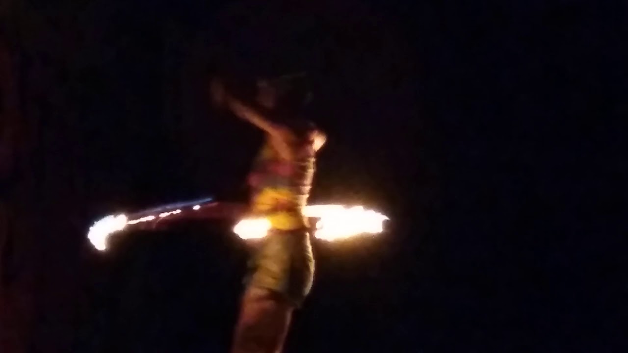 Gina Geronimo Pearl tunnel fire spinning - YouTube