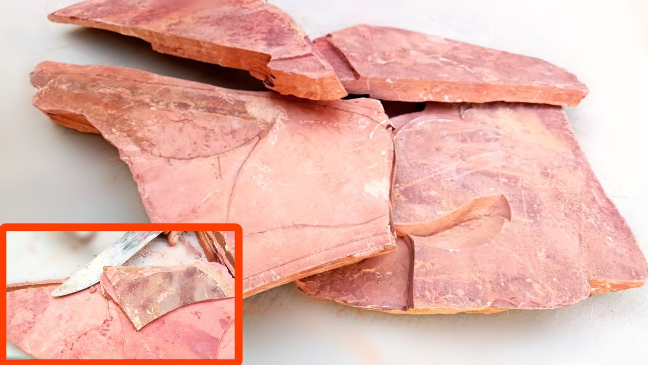 Slicing & Breaking |Red ShaleStone ️| Crunchy🤤 | ns asmr crunch - YouTube