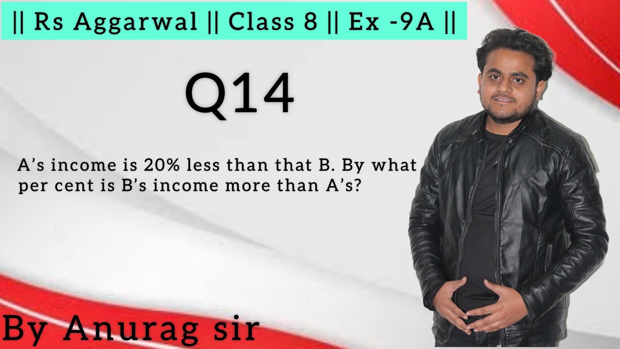 A’s income is 20% less than that B. By what per cent is B’s income more ...