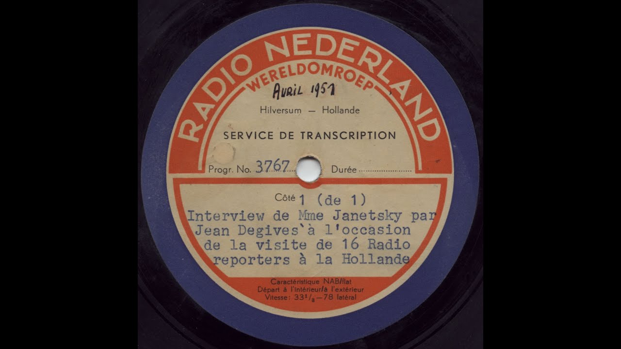 Radio Nederland Wereldomroep, No. 3767 (78 rpm lacquer record, 1951 ...