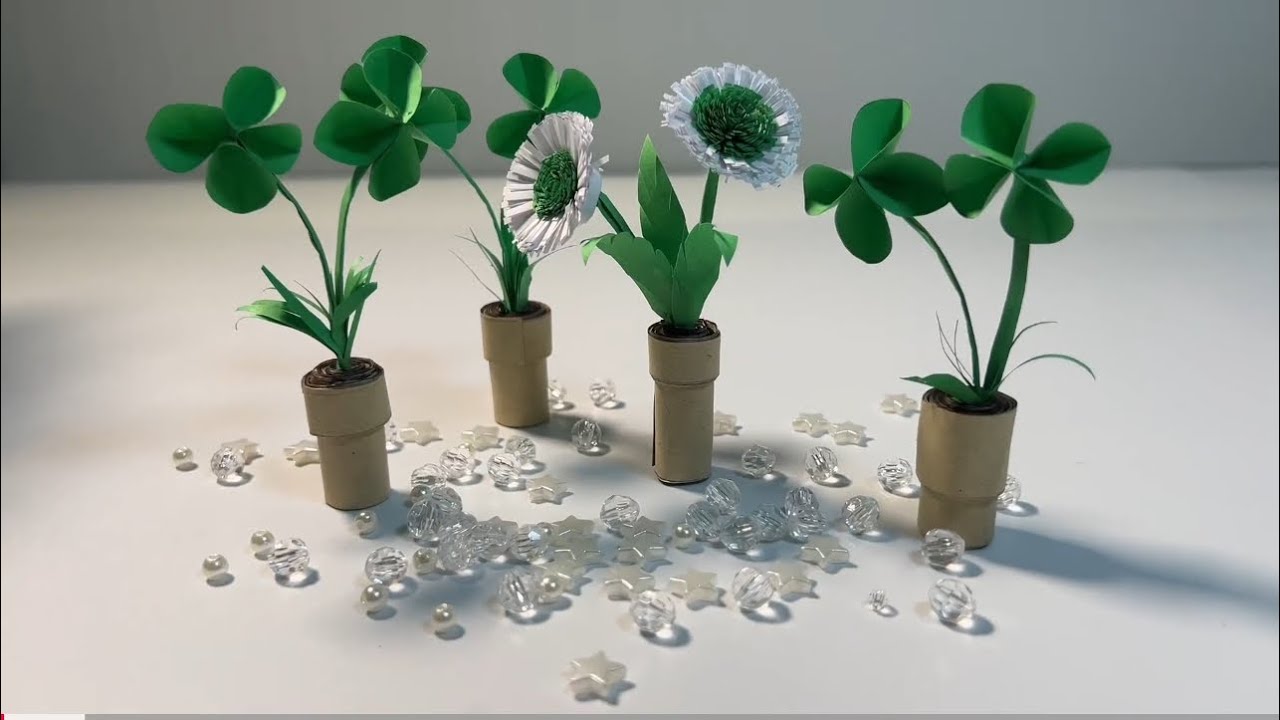 DIY clover 🍀 pot made of paper 💚 - YouTube