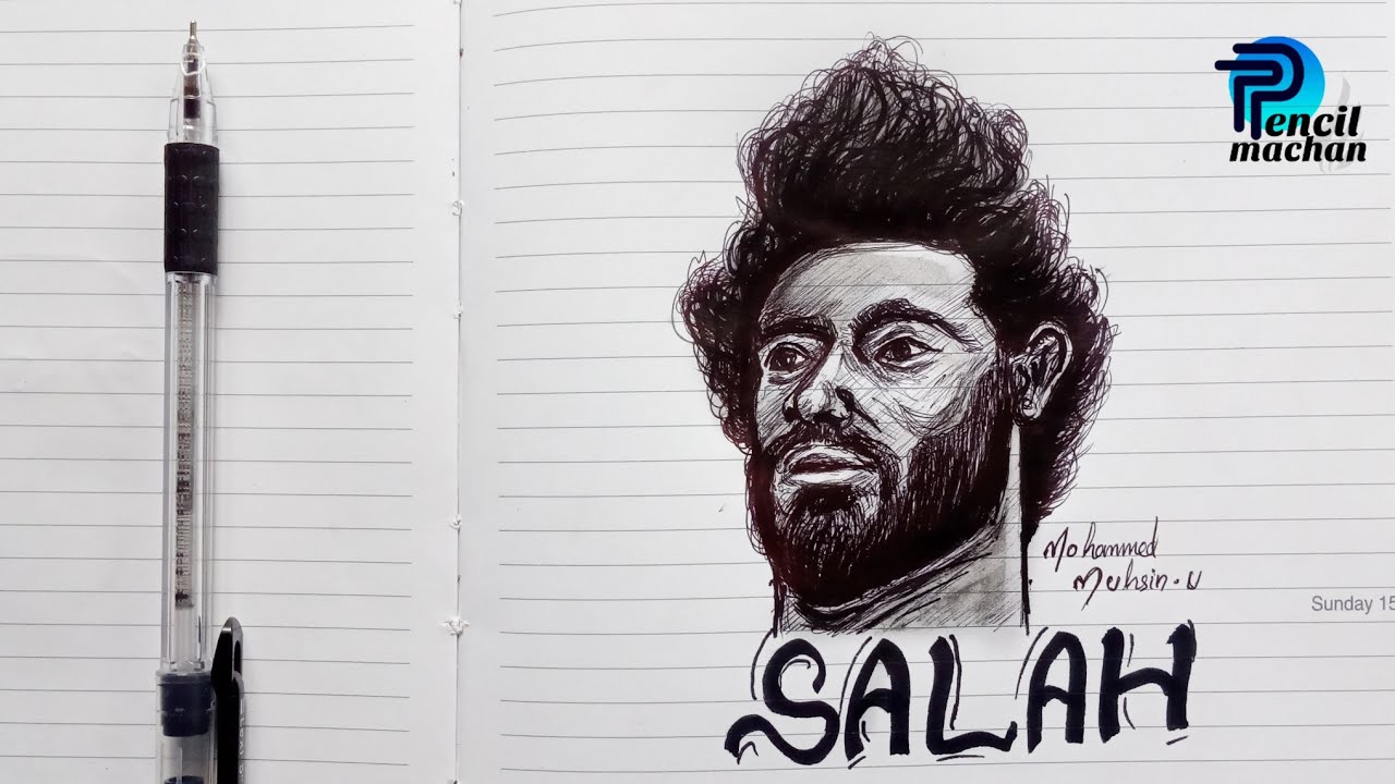 VERY EASY | How to draw Mohamed Salah | Mohammed Muhsin.U | - YouTube