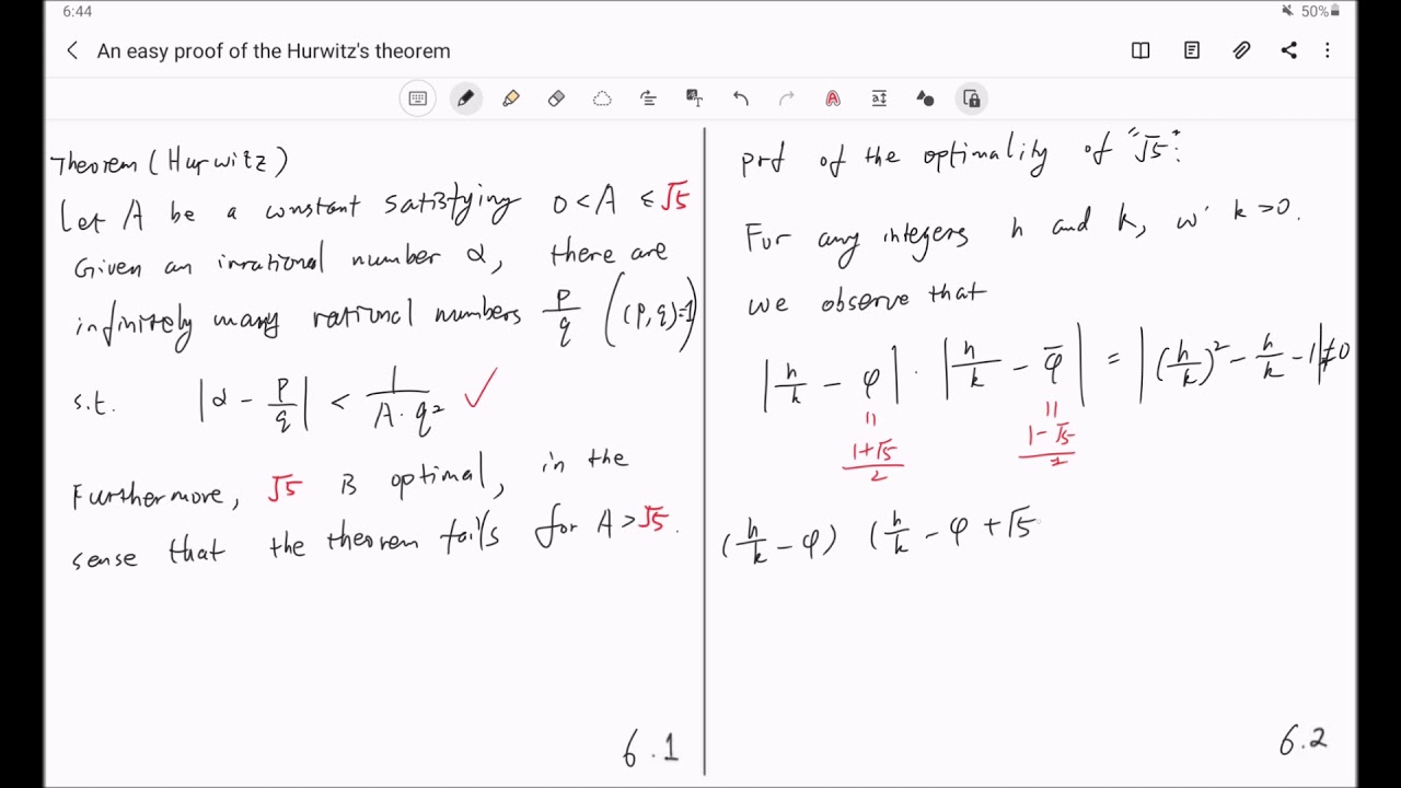 The Hurwitz's theorem part 3 the optimality of the square root of 5 ...