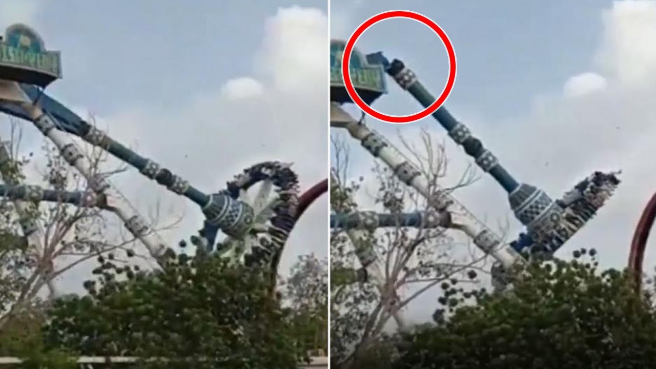 Theme Park Pendulum Snaps In Two - YouTube