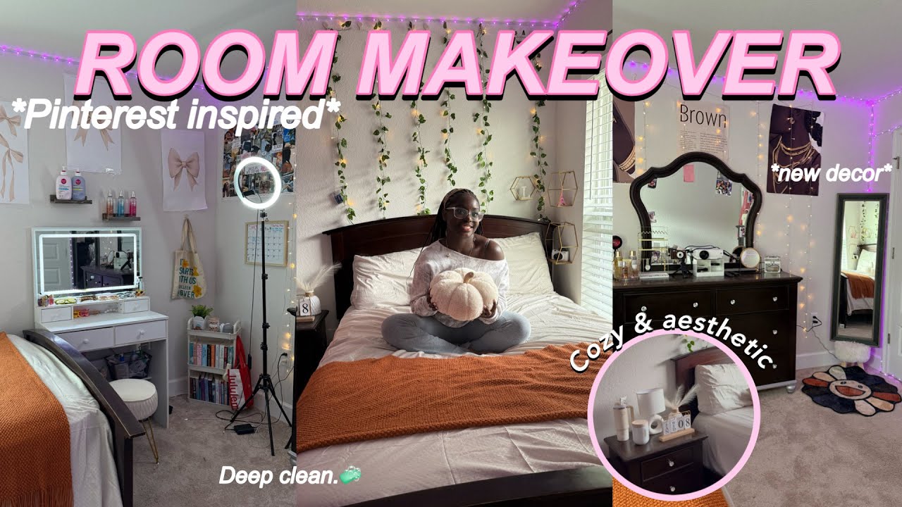 AESTHETIC ROOM MAKEOVER 🎀🌿*pinterest inspired* cozy room transformation ...