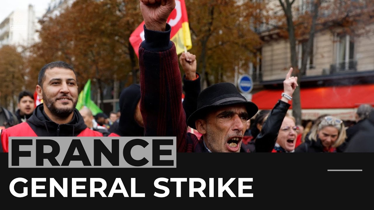 France strike: 24-hour walkout against government policies - YouTube