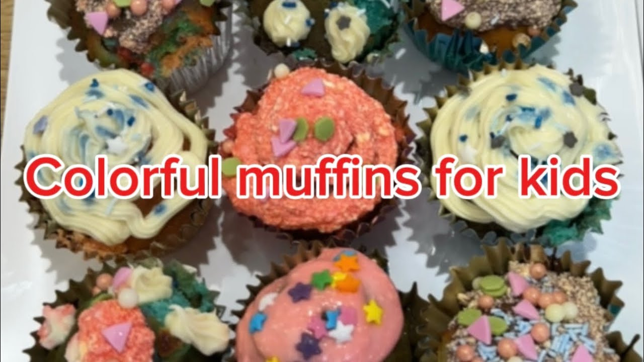 Colorful muffins for children's parties - YouTube