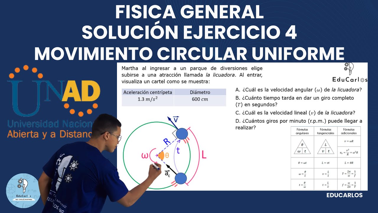 Ejercicio Movimiento circular uniforme Fisica General UNAD tarea 1 ...