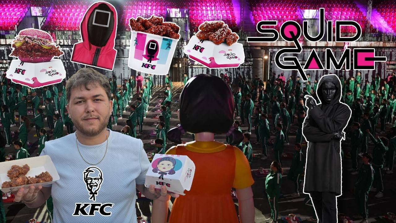 Gustam noul meniu SQUID GAMES de la KFC!?!?! Burger roz si aripioare cu ...