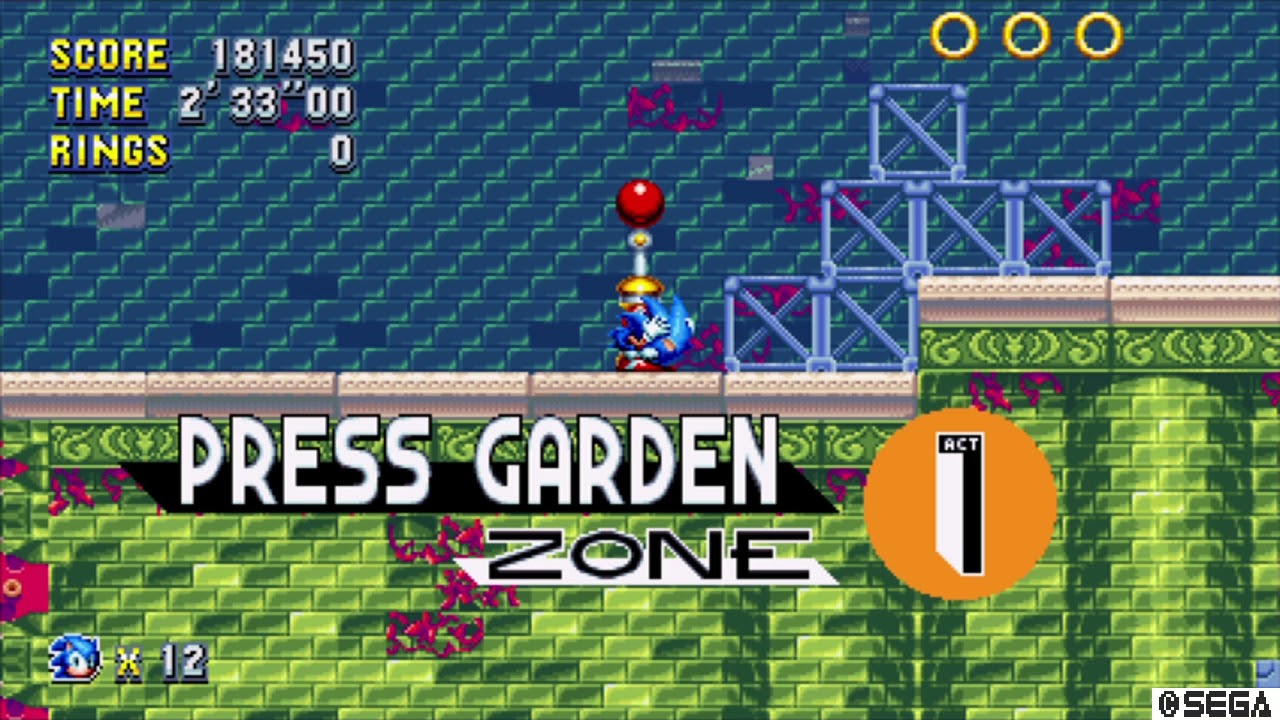 Sonic Mania walkthrough-Press garden - YouTube