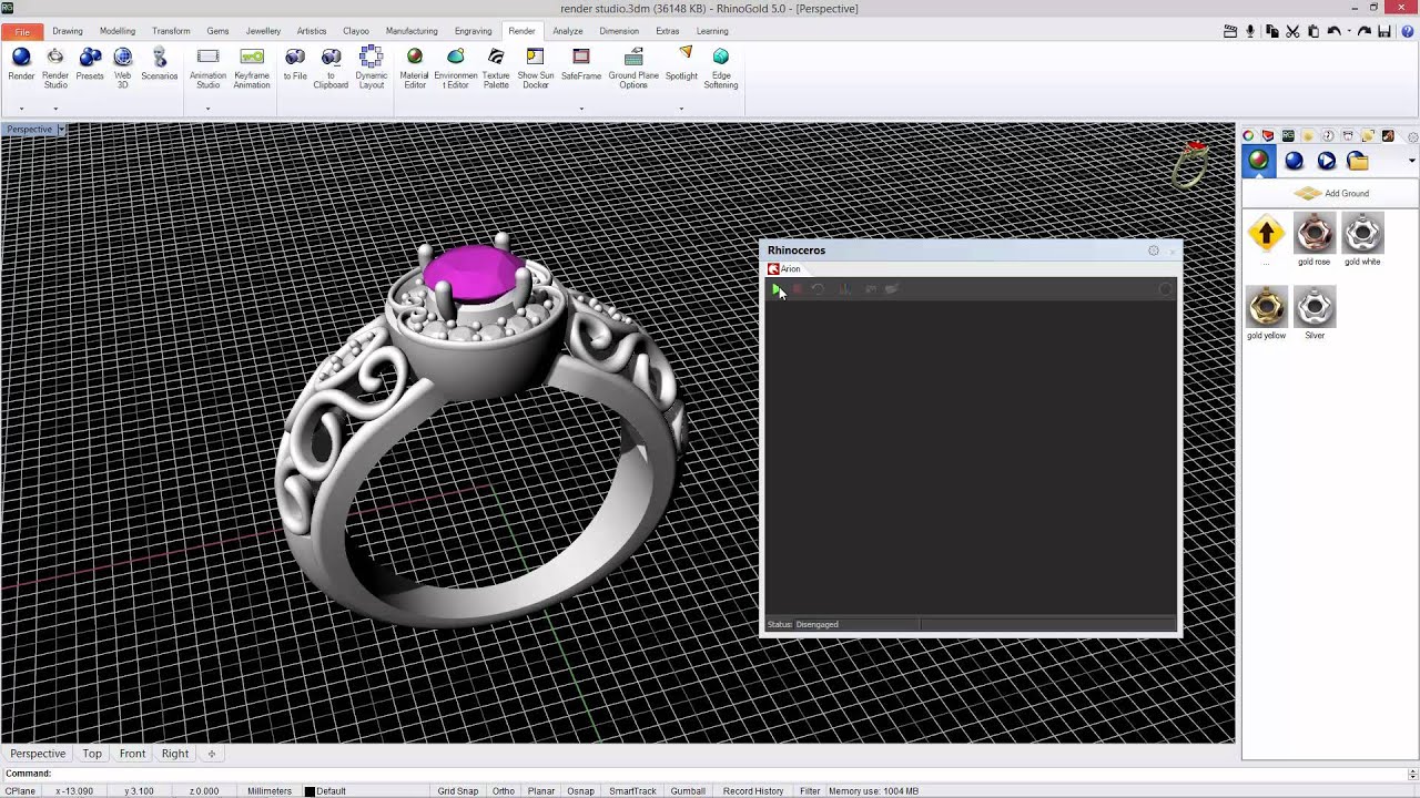 RhinoGold 5.0 - Real Time Render - YouTube