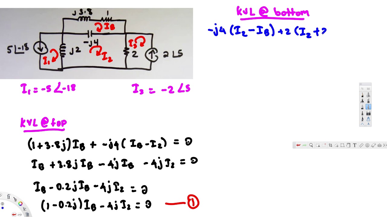 Mesh Analysis Example using Phasor - Circuit Analysis - YouTube