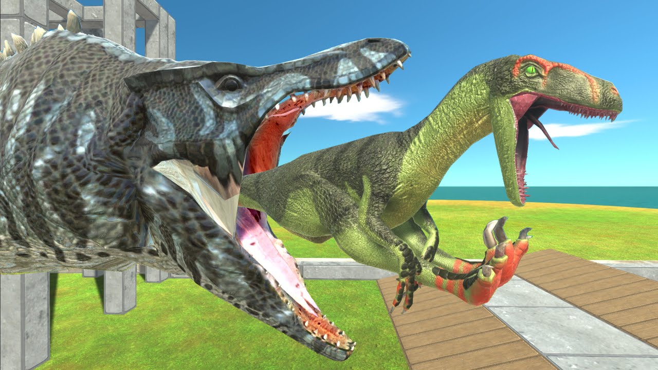 Dinosaurs passing through the Mosasaurus cage - Animal Revolt Battle ...